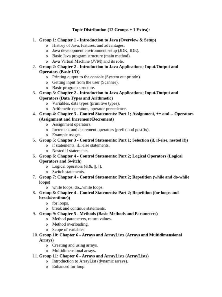 Topics For Presentations Oop With Java Pdf Class Computer Programming Method Computer