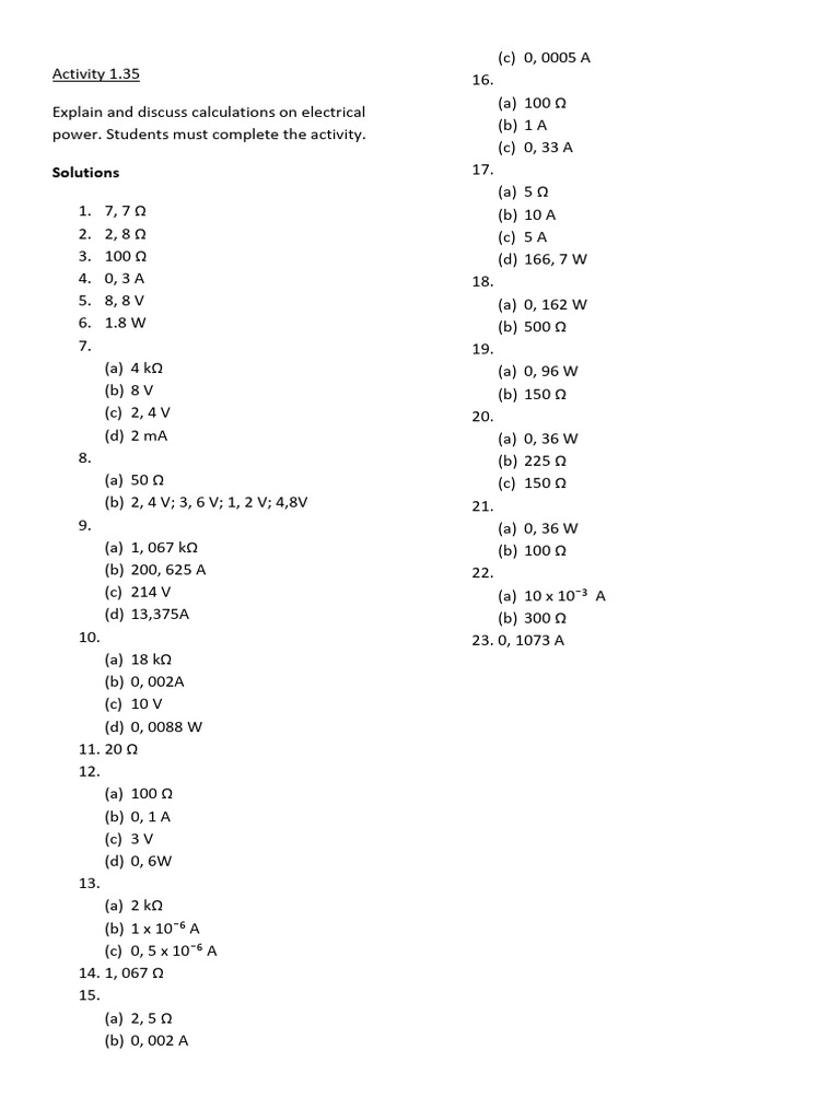 Activity 1.35 Electrical Calculation | PDF
