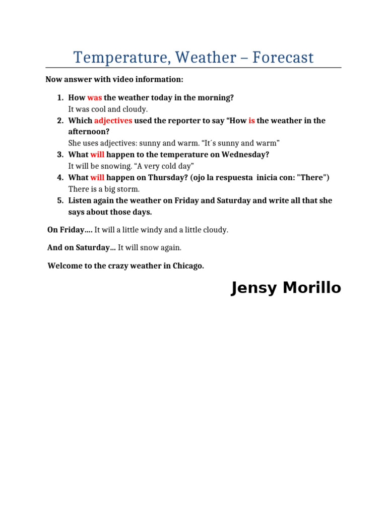Chicago Weather Forecast Update | PDF