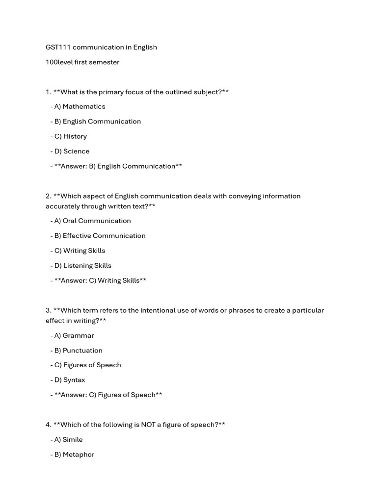 English Communication Skills Overview | PDF | Reading Comprehension ...