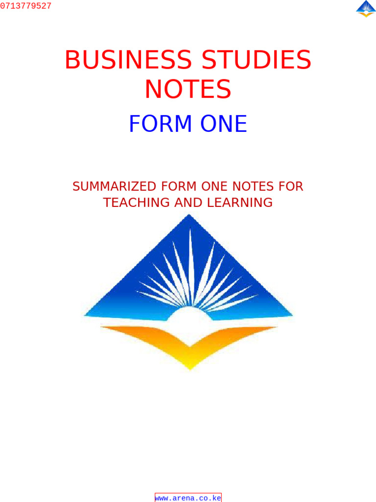 Business Studies Form One Notes (3)439 | PDF | Goods | Labour Economics