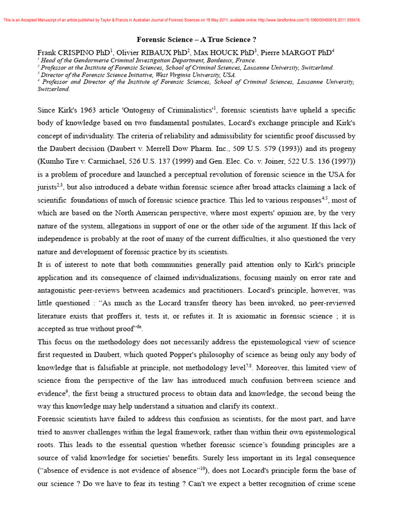 Forensic Science Manuscript Analysis | PDF