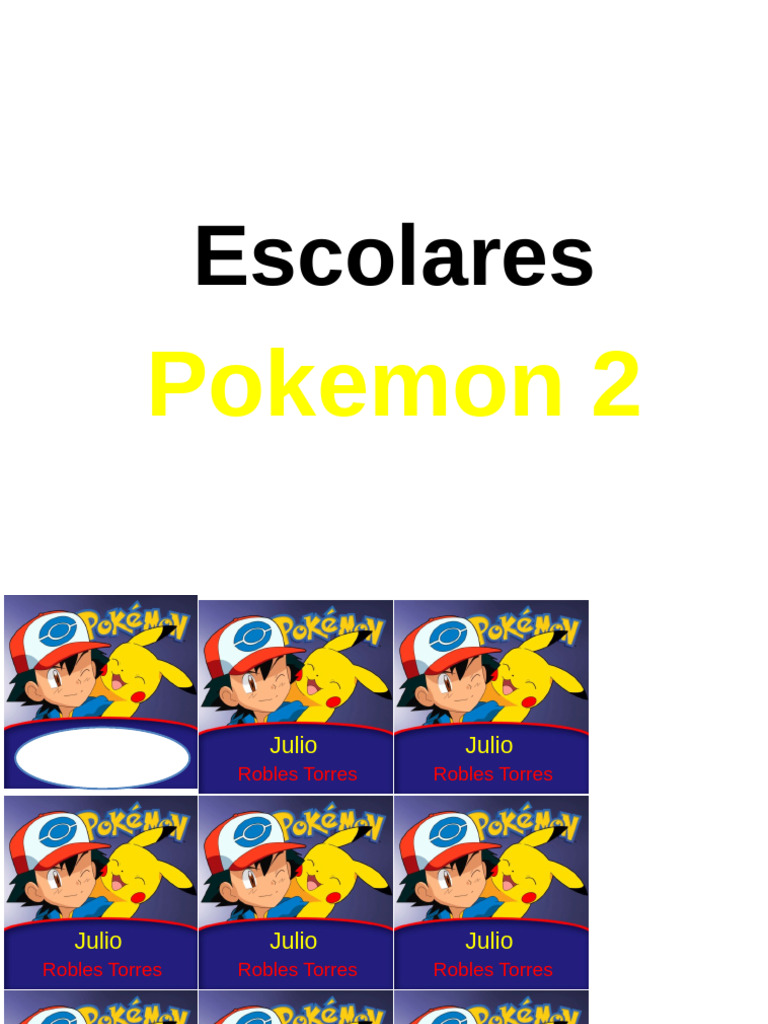 Escolares Pokemon 2 | PDF