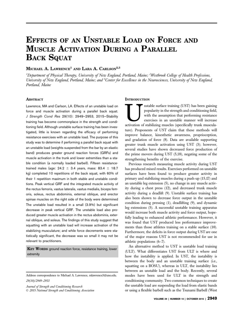 Effects of An Unstable Load On Force and Muscle.35 | PDF | Strength ...