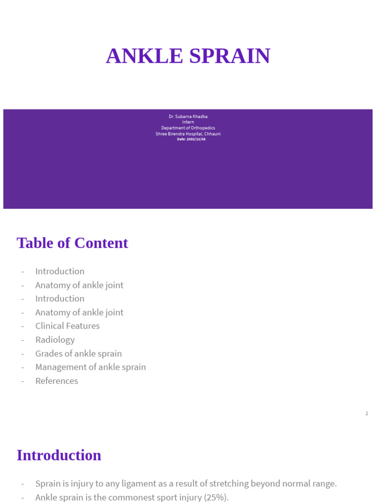 Ankle Sprain | PDF | Ankle | Diseases And Disorders