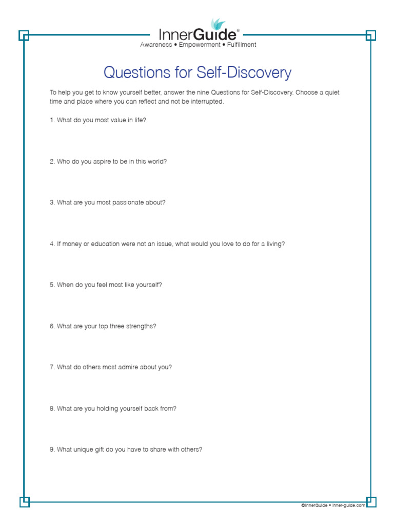 Questions For Self Discovery | PDF