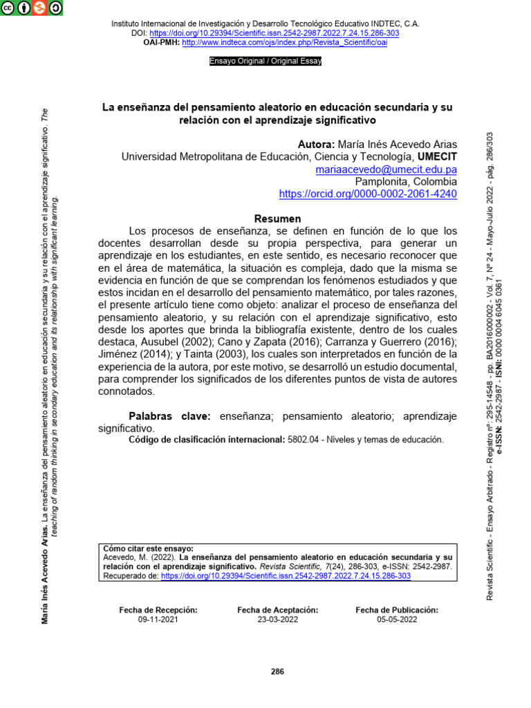 La_ensenanza_del_pensamiento_aleatorio_en_educacio | PDF | Aprendizaje | Pensamiento