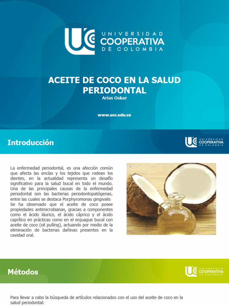 Aceite de Coco Presentacion | PDF | Medicina CLINICA | Especialidades Medicas