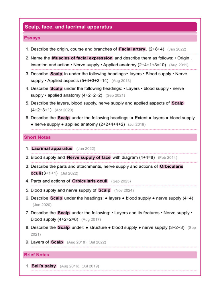 1 - Scalp, Face, and Lacrimal Apparatus | PDF