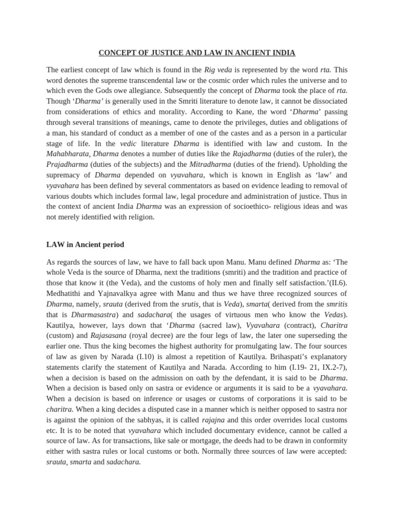 Justice and Law in Ancient India | PDF | Dharma