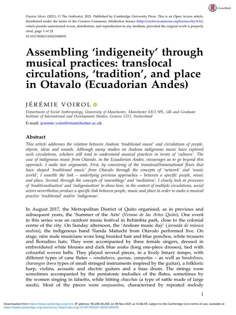 Assembling Indigeneity Through Musical P | PDF | Bolivia | Peru