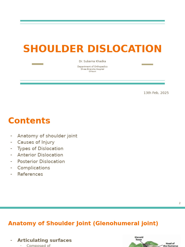 Presentation On Shoulder Dislocation | PDF | Shoulder | Musculoskeletal ...