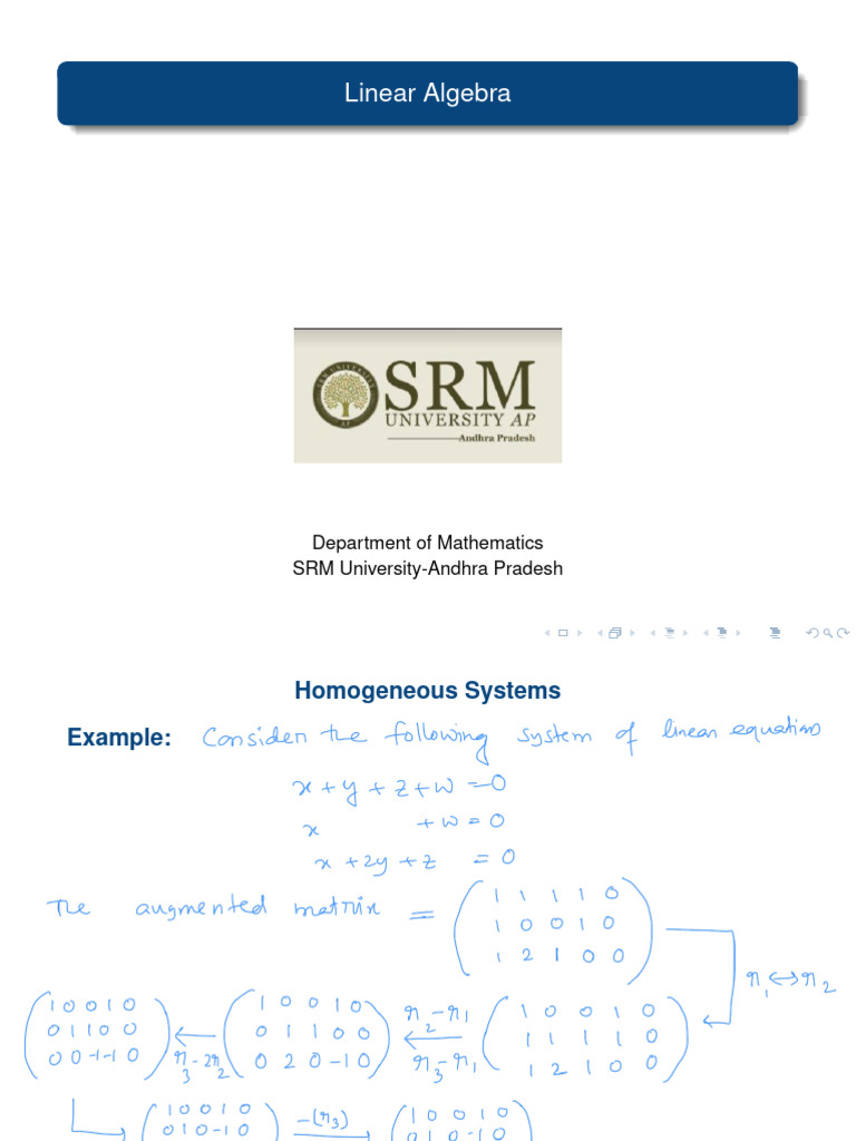 Slides For Linear Algebra (Lec 4) | PDF | System Of Linear Equations | Mathematical Analysis