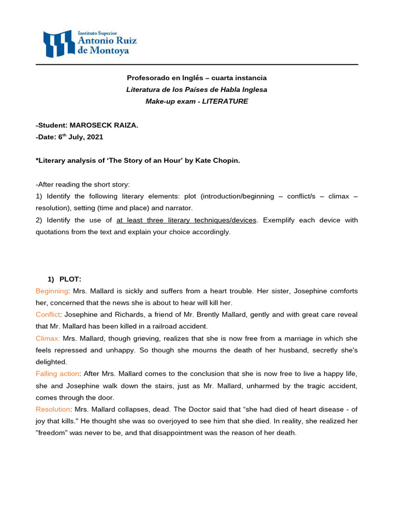 Make-Up Exam - LITERATURE 2021 | PDF