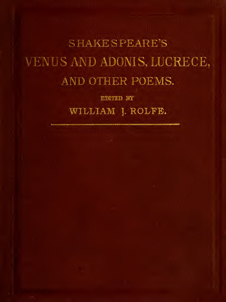 Shakespeare's Venus and Adonis, Lucrece, and Other Poems IA Sha | PDF ...