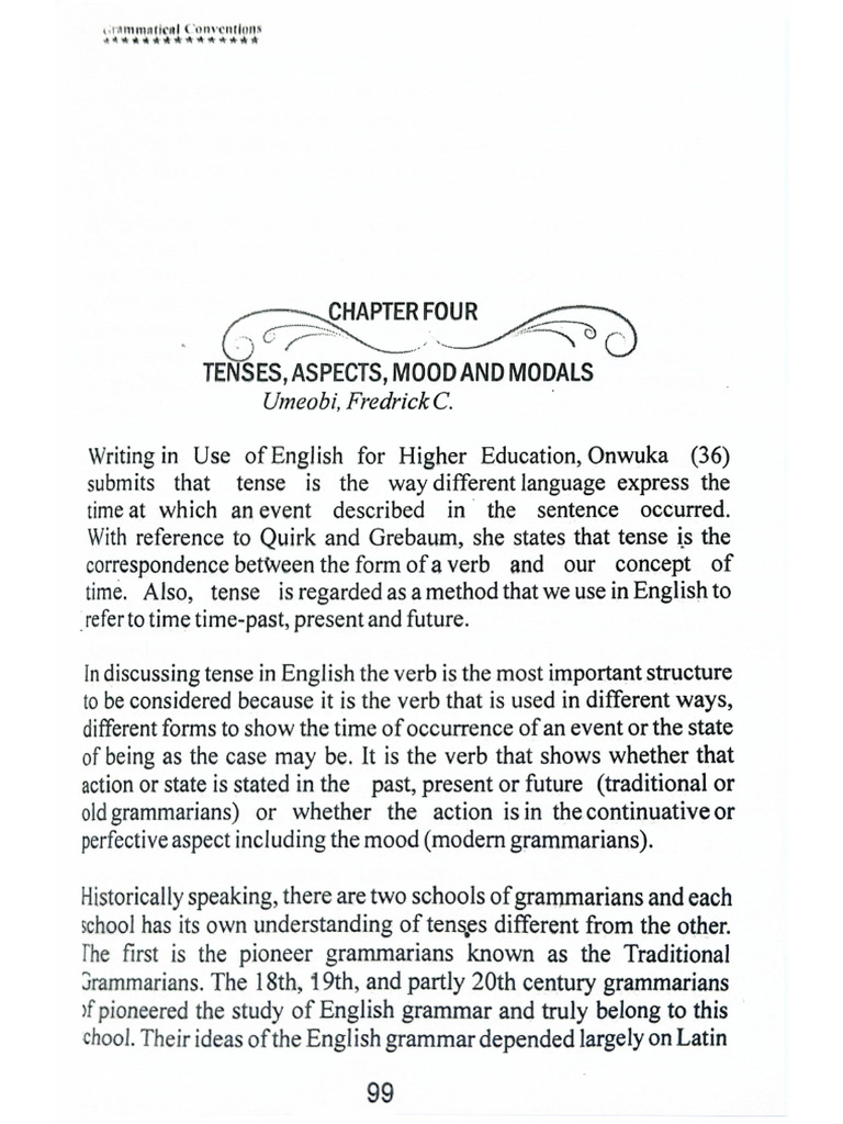 Tenses, Aspects, Mood and Morals in English Language | PDF | Grammatical Tense | English Language