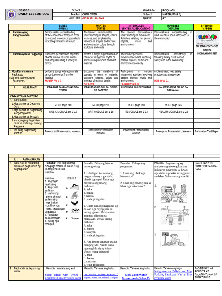 Q4 DLL Mapeh3 Week-3 | PDF