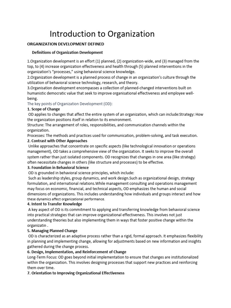 Introduction to Organization | PDF | Organization Development | Action ...
