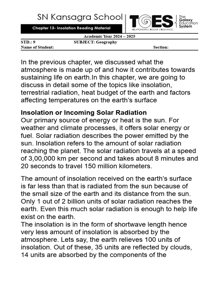 Chapter 13-Insolation - Reading Material LMS | PDF | Earth | Atmosphere ...