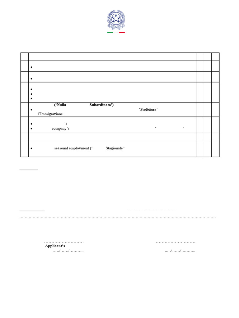 Italian Visa Application Checklist | PDF | Passport | Travel Visa