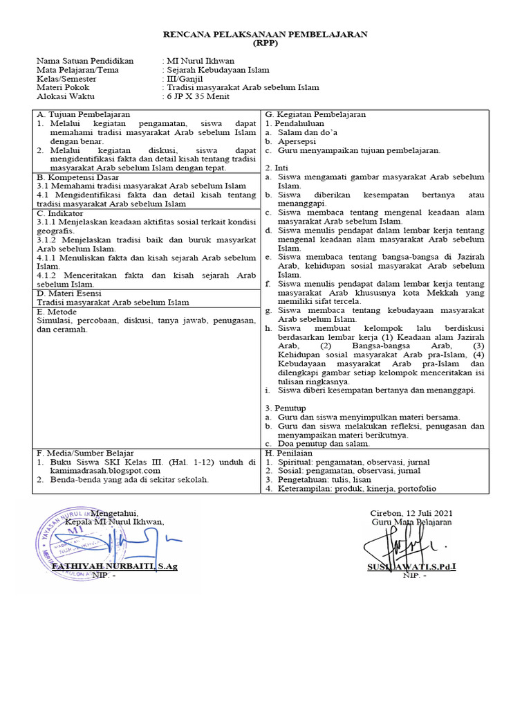 2021-2022-Ganjil RPP Ski | PDF