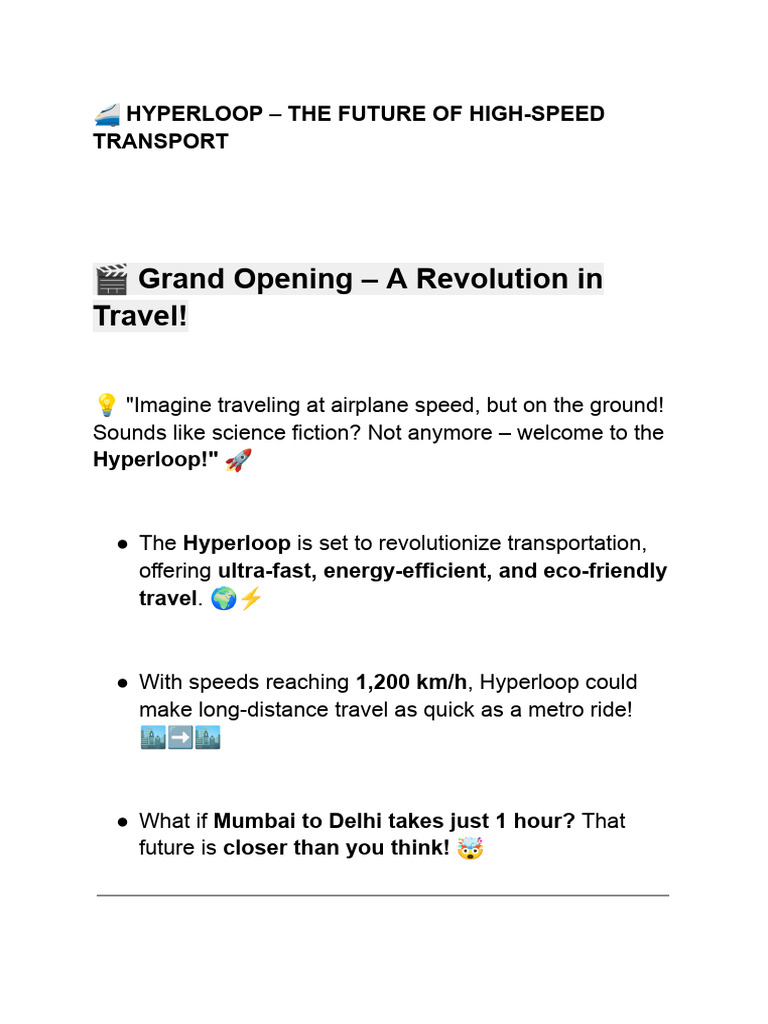 ? Hyperloop - The Future of High-Speed Transport | PDF | Hyperloop | Transport