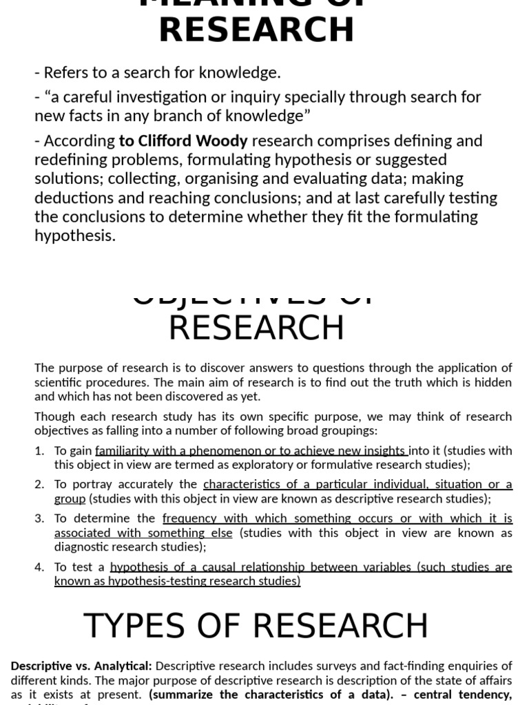 Understanding Research: Types and Objectives | PDF | Scientific Method ...