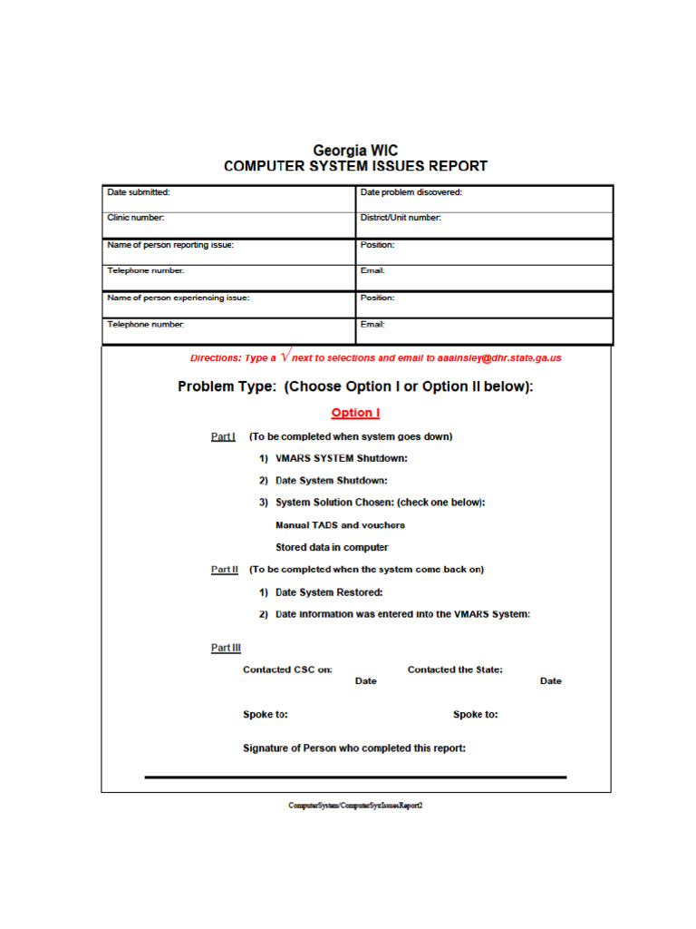 ADComputer System Issuesand Problem Report Form | PDF