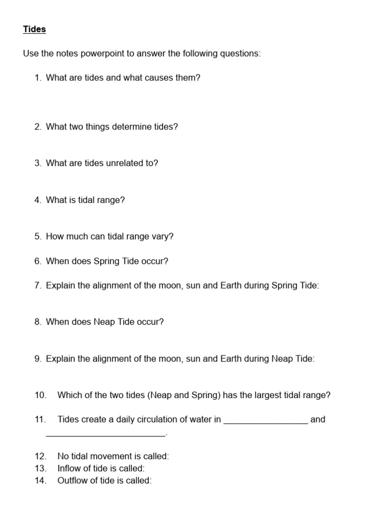 Tides Questions | PDF