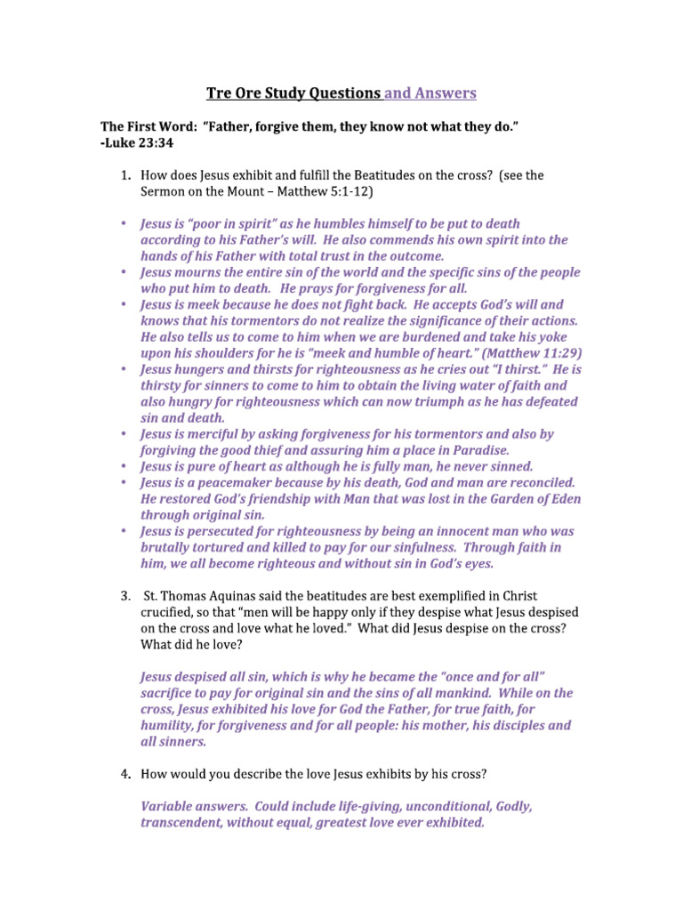 Tre Ore Study Questions-Answers | PDF