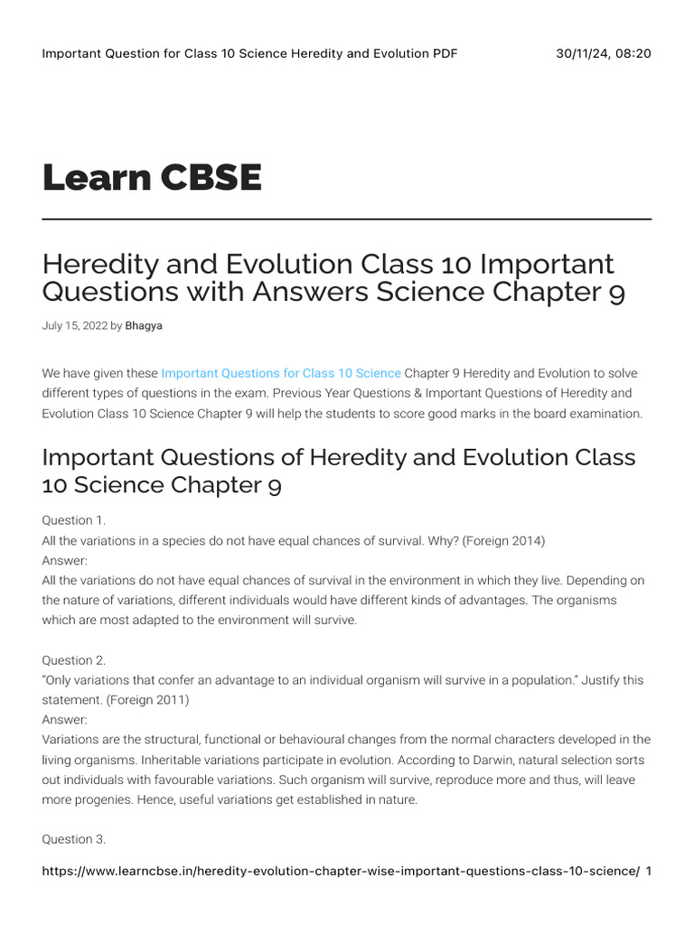 Https - 2Fwwwlearncbsein2Fheredity Evolution Chapter Wise Important ...
