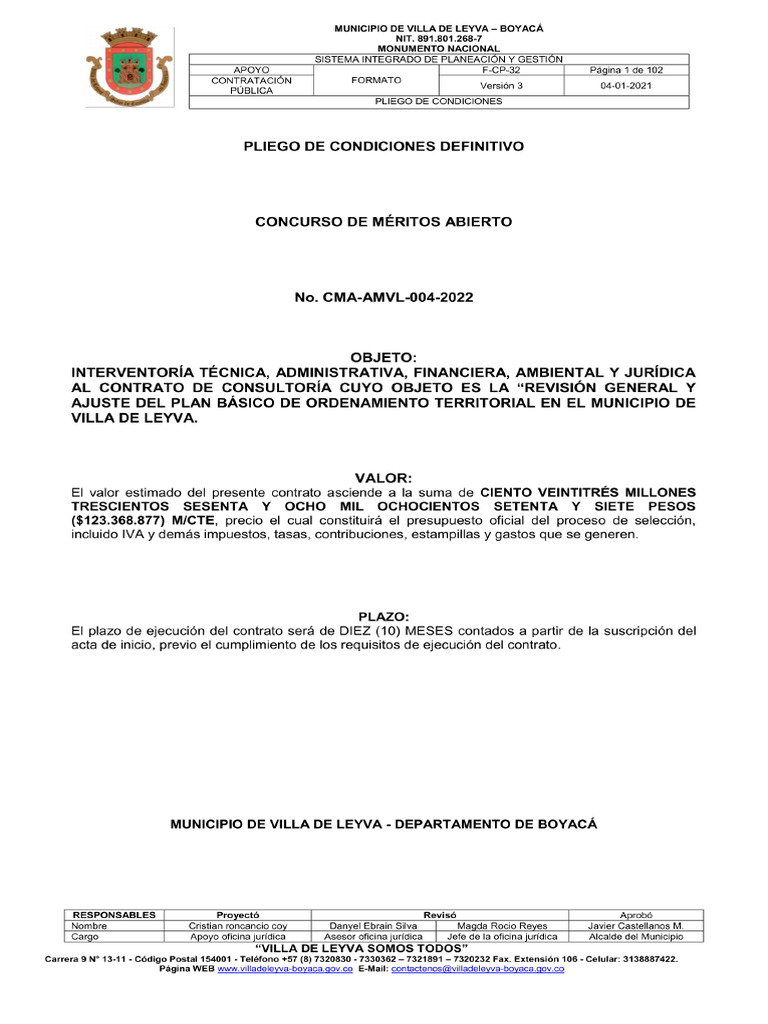 Pliego de Condiciones Definitivo | PDF