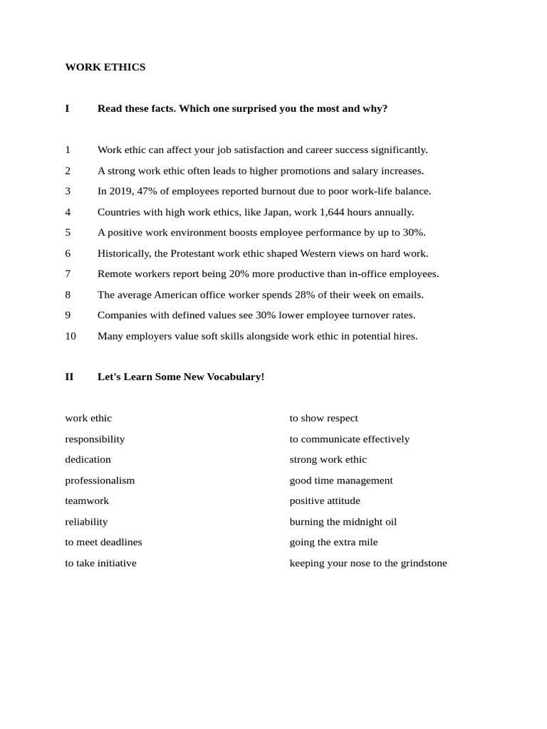Work ethics | PDF | Employment | Organizational Behavior