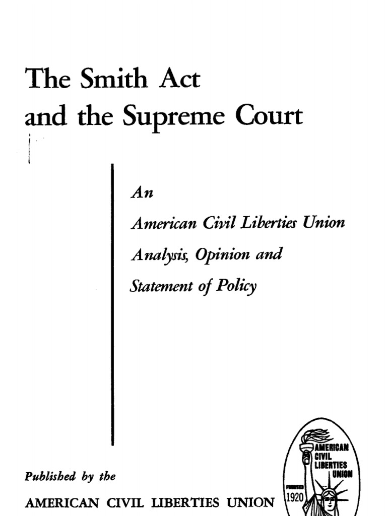 1952 Smith Act & Supreme Court | PDF | First Amendment To The United ...