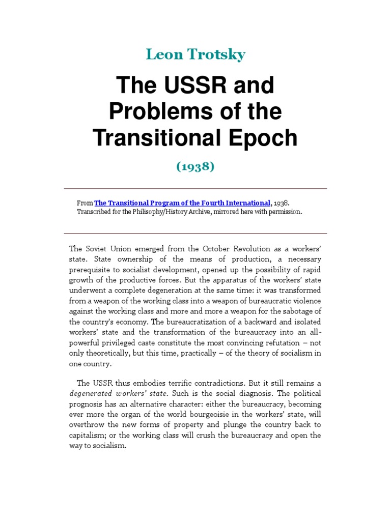 The Transitional Program: Trotsky Analyzes the Contradictions Within ...