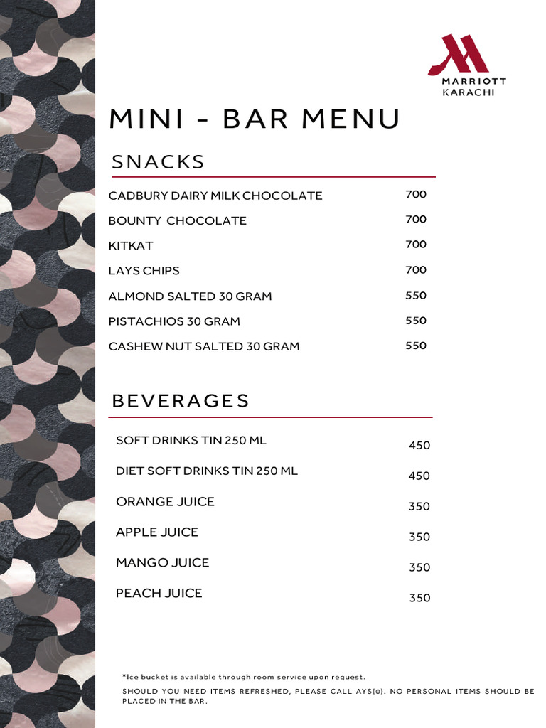 Mini - Bar Menu: Snacks | PDF