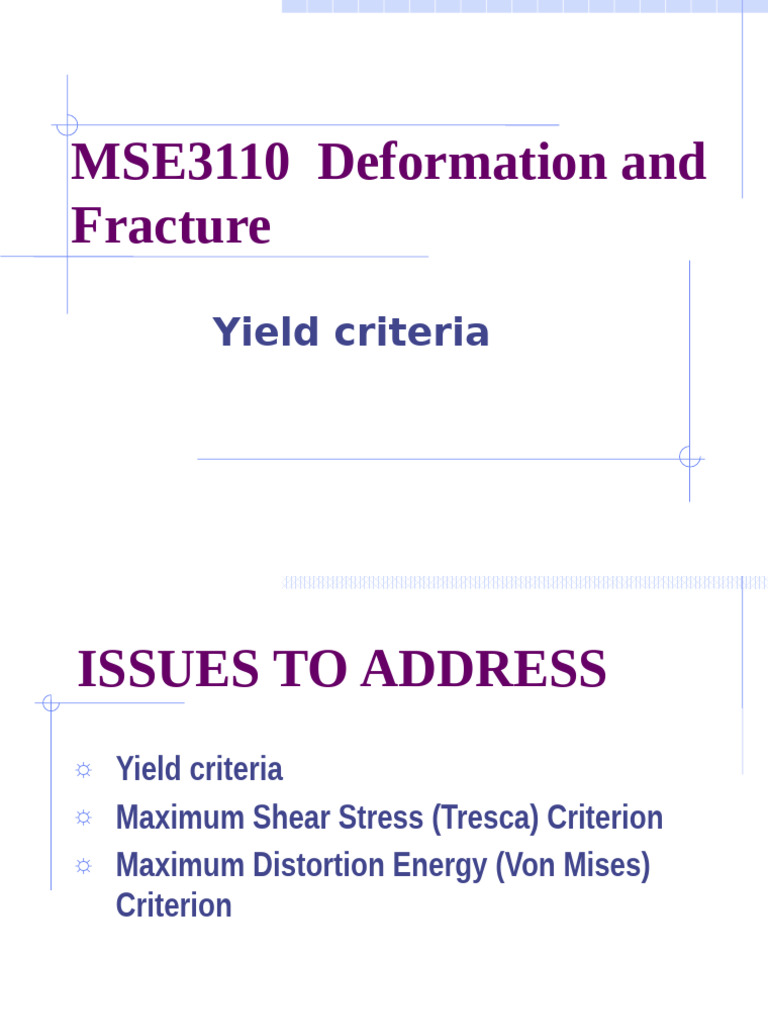 L10 - Yield Criteria 2023 | PDF | Yield (Engineering) | Deformation ...