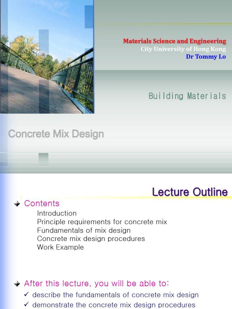Topic 5 - Concrete Mix Design | PDF | Concrete | Cement