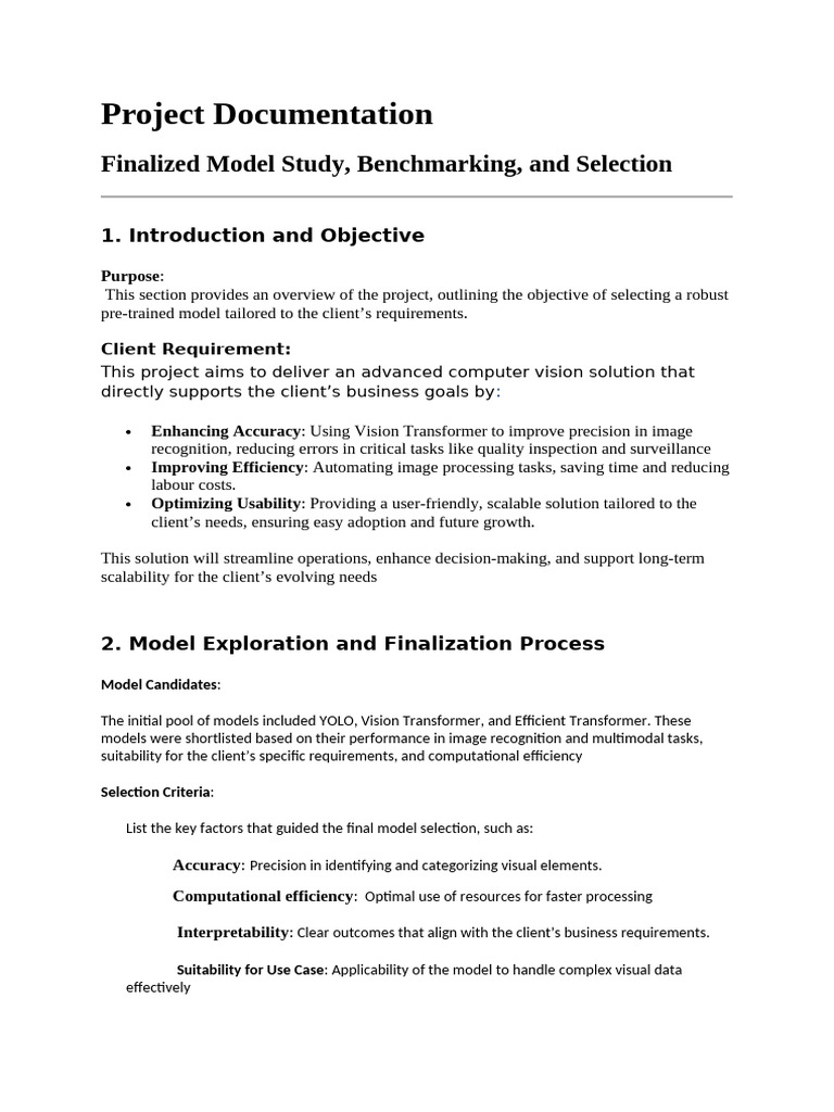 Final Model Study and Benchmarking For Computer Vision Solution | PDF | Usability | Computer Vision