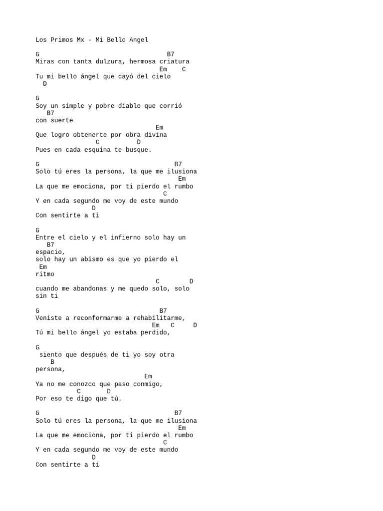 Mi Bello Ángel - Los Primos MX | PDF