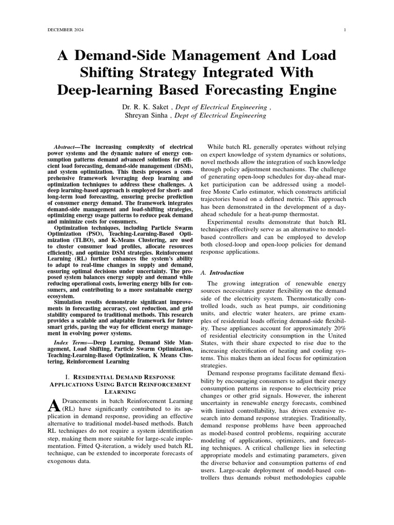 Deep Learning for Energy Load Management | PDF | Electrical Network | Electric Vehicle