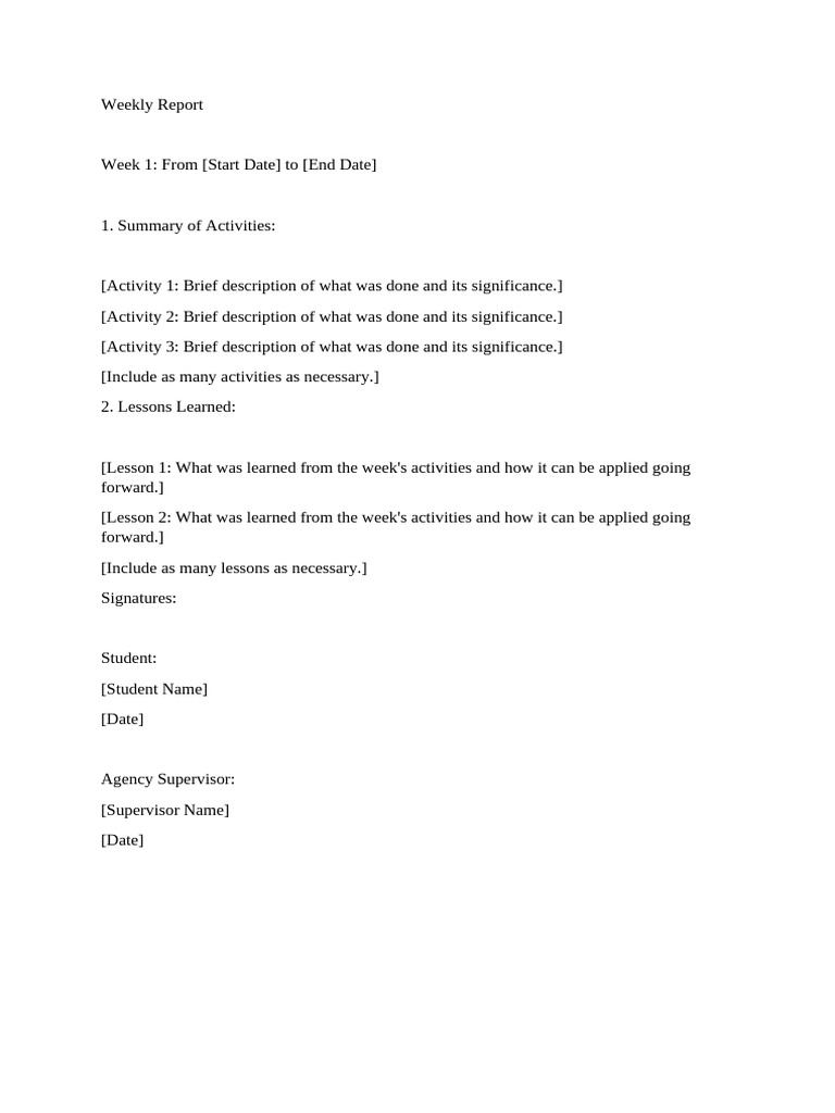 Weekly Report Layout | PDF