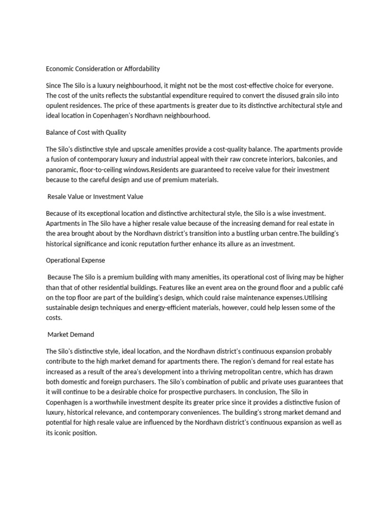 Economic Consid-WPS Office | PDF | Cost Of Living | Apartment