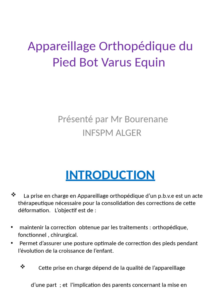 Appareillage du Pied Bot Varus Équin | PDF | Spécialités médicales ...