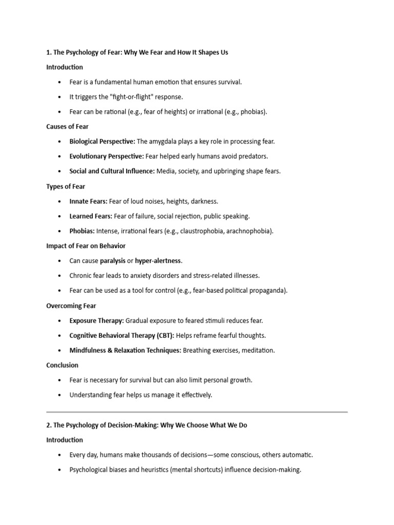 Understanding Fear and Decision-Making | PDF | Fear | Decision Making