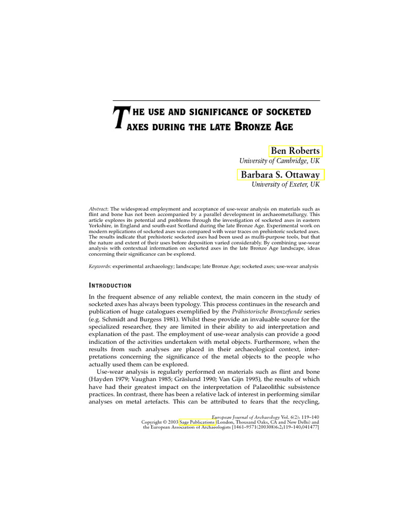 Roberts y Ottaway Socketed_axes | PDF | Axe | Archaeology