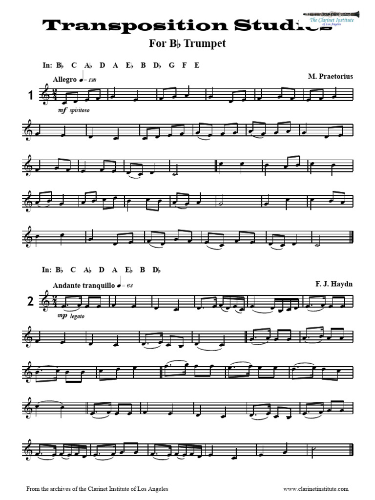 (Clarinet Institute) Transposition Studies For Solo Trumpet | PDF