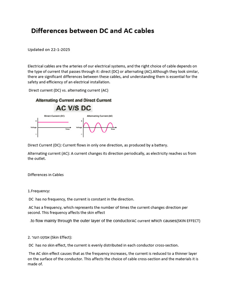 Differences between DC and AC cables | PDF | Alternating Current ...