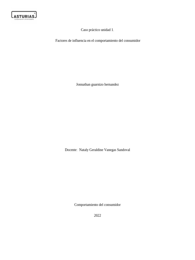 Caso Practico U1. Comportamiento Del Consumidor | PDF