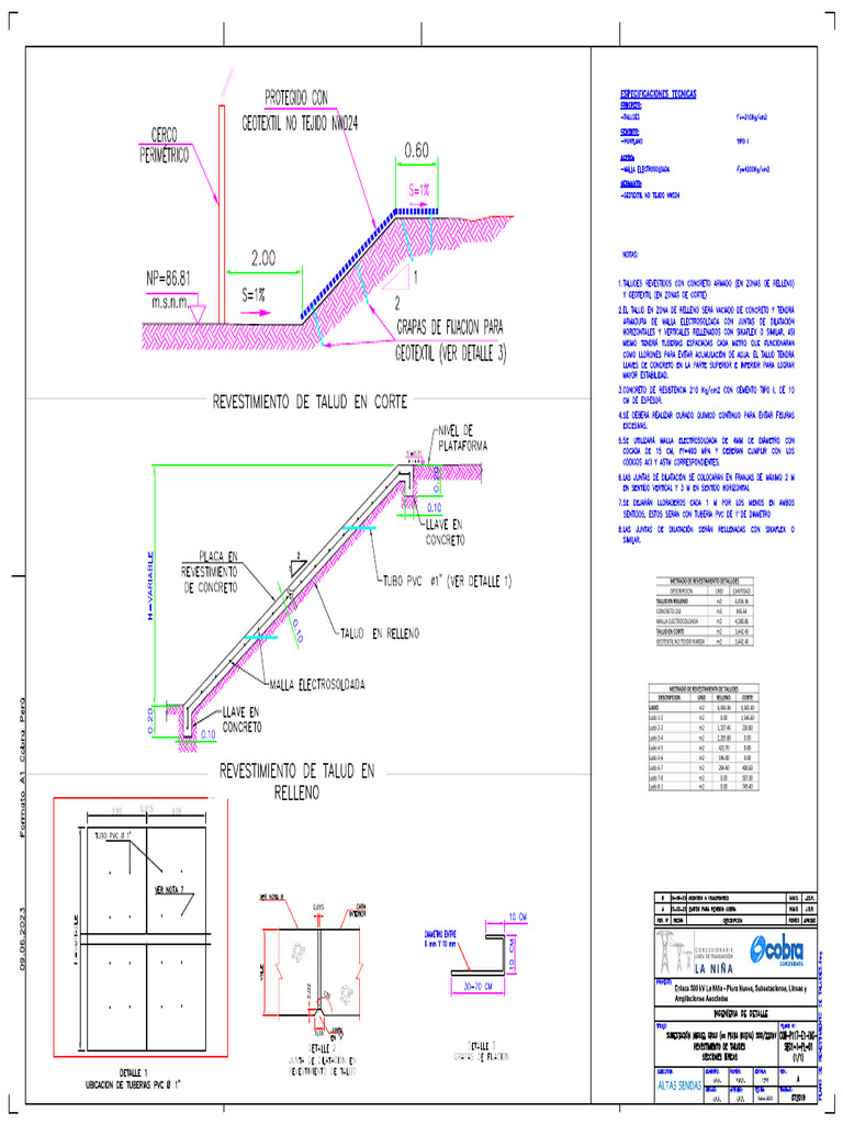 Plano de Revestimiento de Taludes Se Miguel Grau | PDF